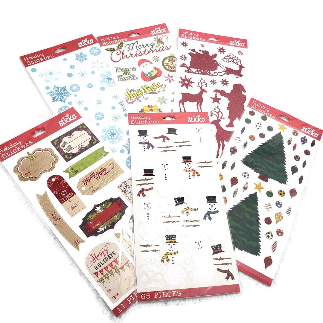 Christmas Stickers Set, Glitter Snowflake Stickers, Build a Snowman ...