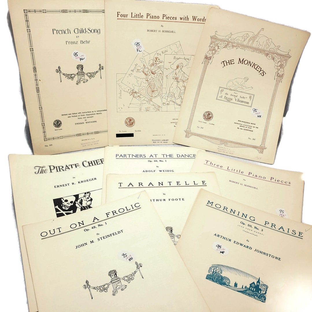 9 Vintage Piano Teacher's Library Sheet Music Lot, Art Publication ...