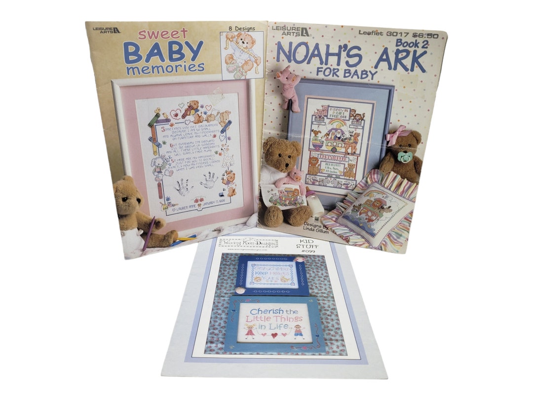 3 Vintage Cross Stitch Pattern Booklets Lot, Nursery Art Cross Stitch ...