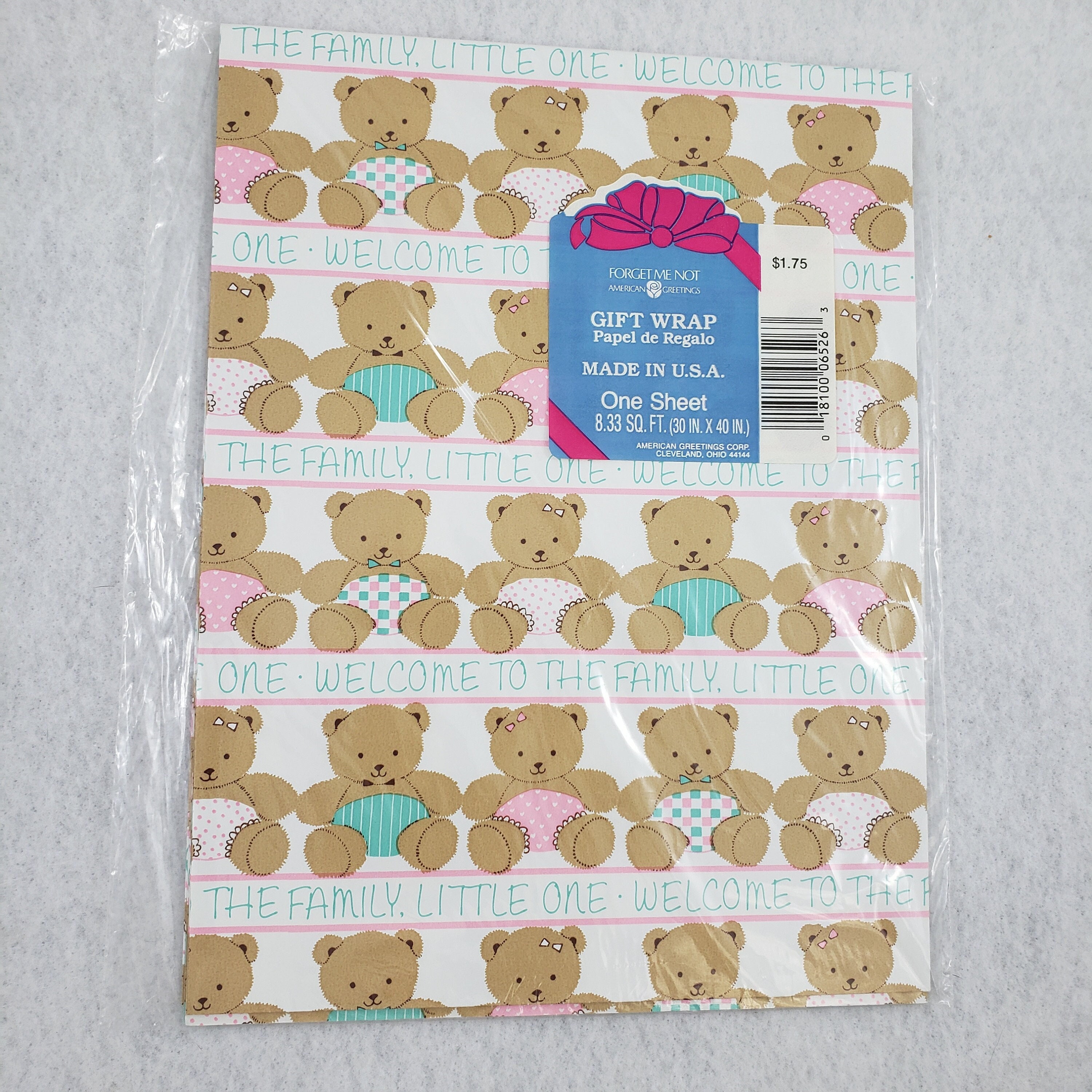 Baby Teddy Bears Wrapping Paper NOS Vintage Baby Shower Gift - Etsy
