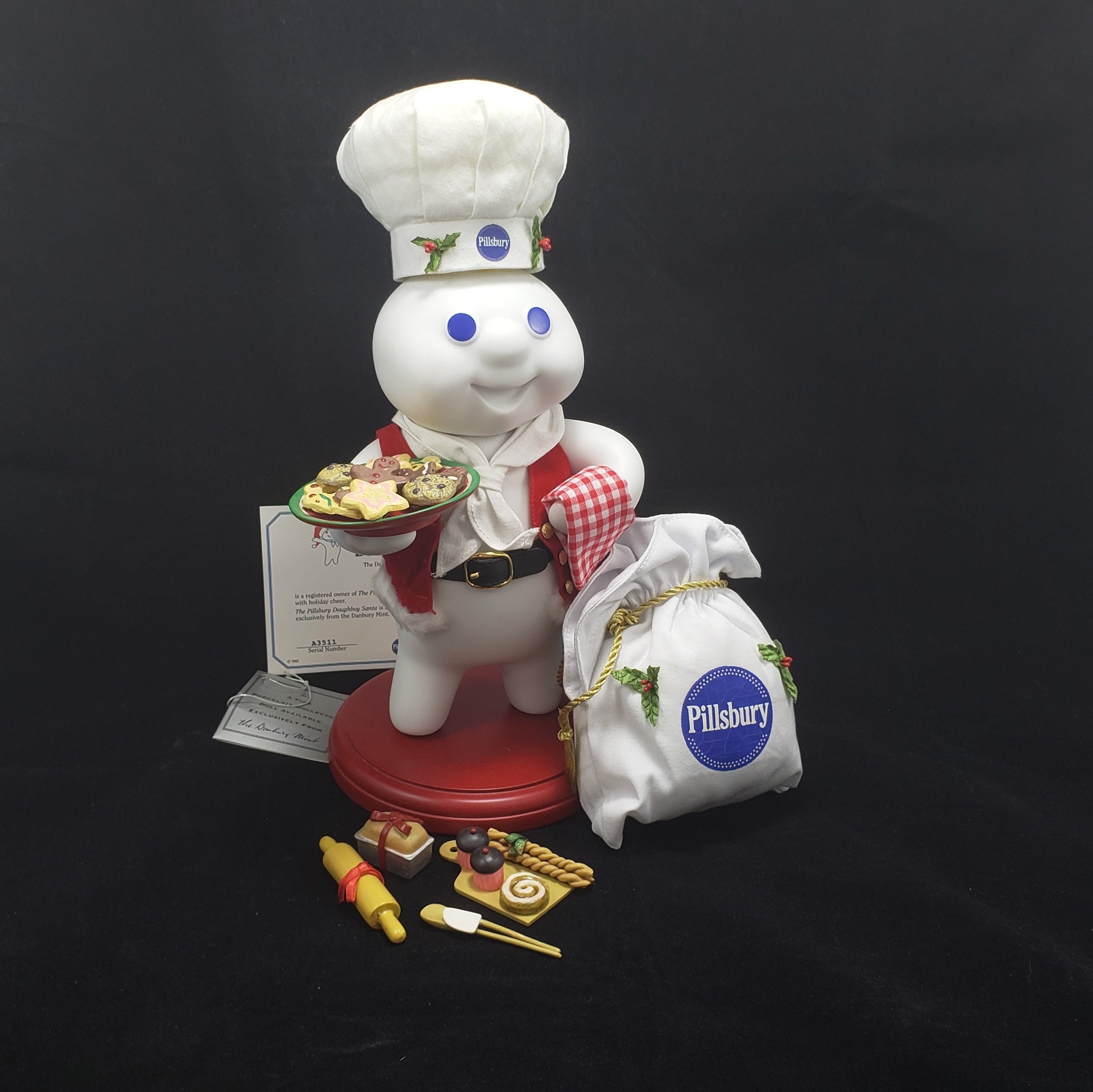 Pillsbury Doughboy Santa Porcelain Doll 2002 Limited Ed, Danbury Mint ...