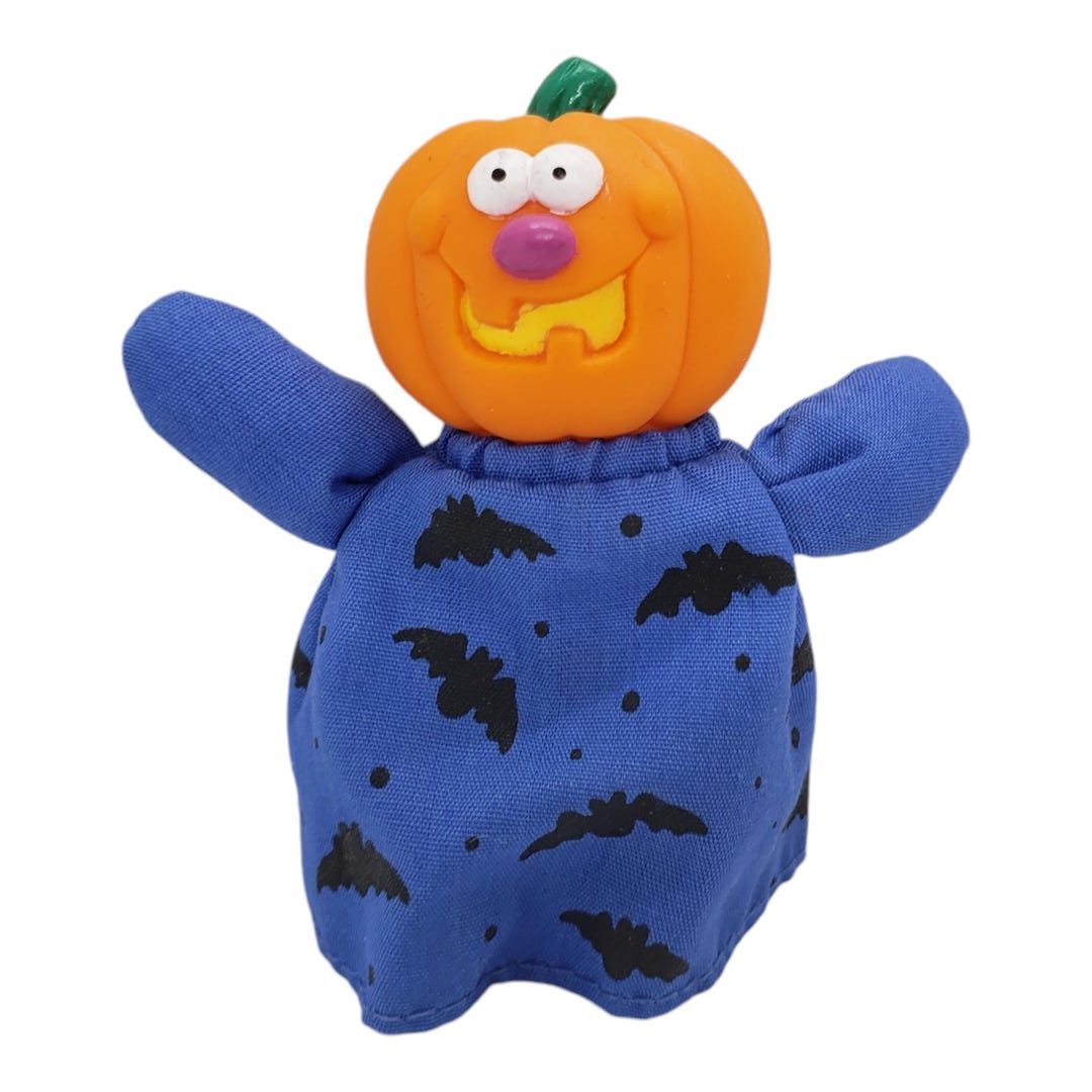 Vintage Russ Berrie Pumpkin Head Halloween Finger Puppet, Rubber Head ...