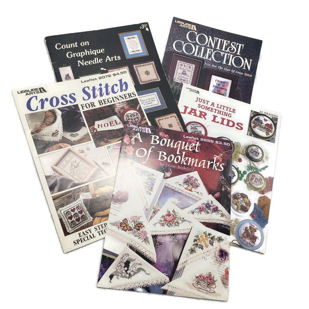 5 Vintage Cross Stitch Pattern Booklets Lot, Counted Cross Stitch ...