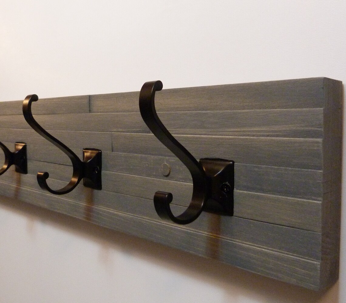 Modern and Rustic Entryway Coat Rack 30 Inches/5 Black Hooks - Etsy