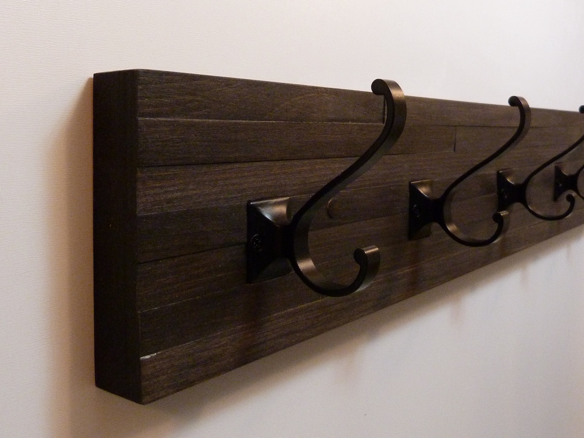 Modern and Rustic Entryway Coat Rack 30 Inches/5 Black Hooks - Etsy