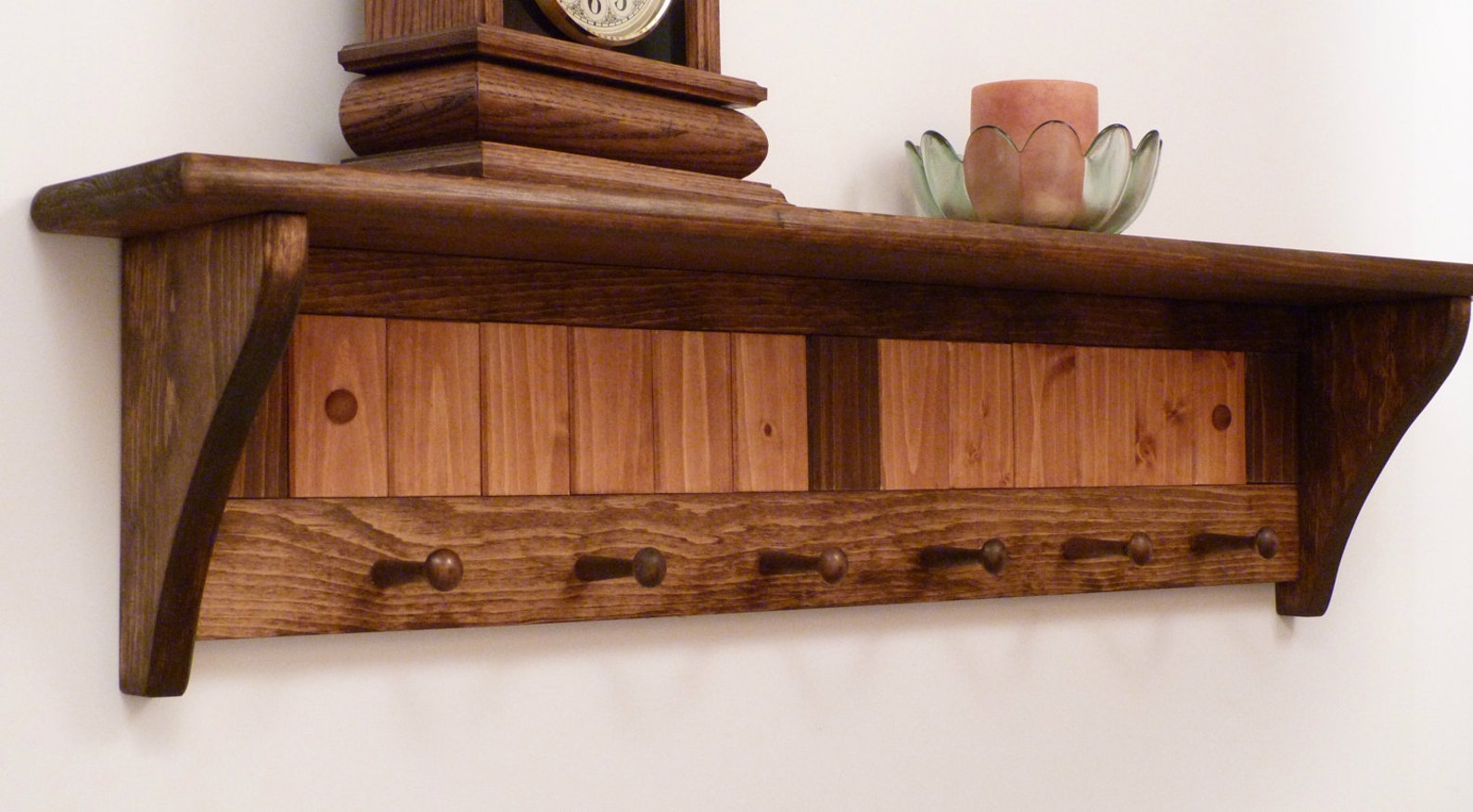 Entryway Coat Rack Wood Wall Shelf 35 Inches With Pegs Coat - Etsy