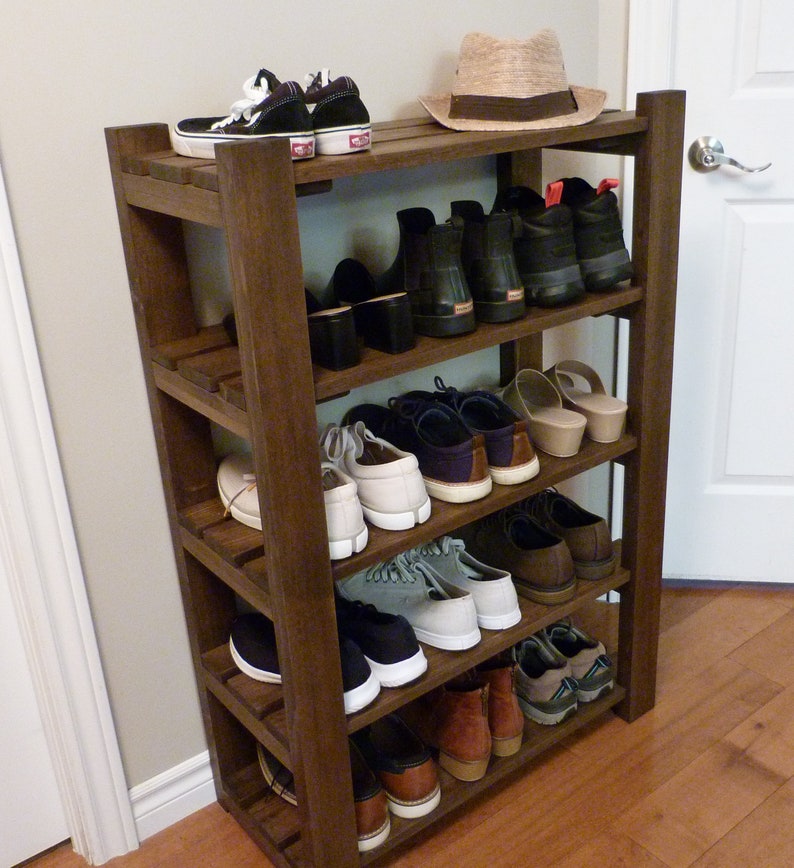5-tier Solid Pine Shoe Rack, Entryway Organizer, Multiple Length ...