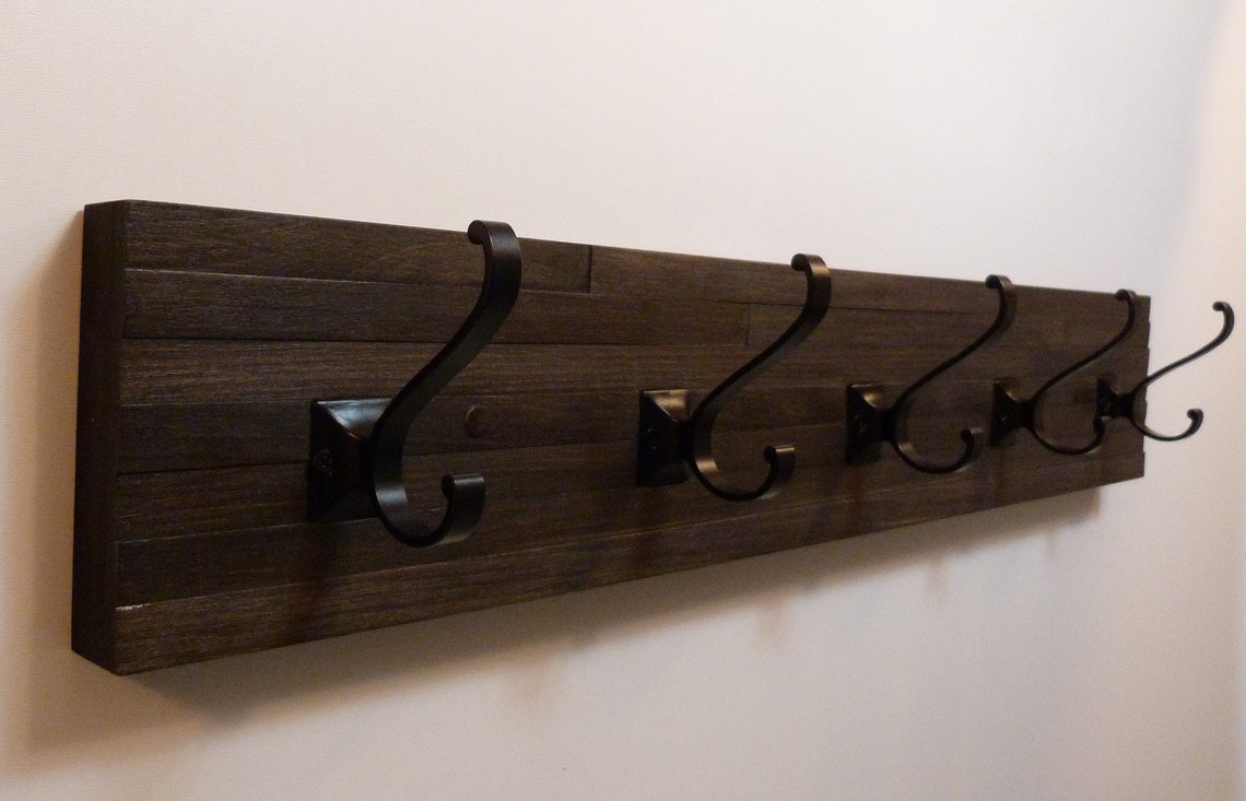 Modern and Rustic Entryway Coat Rack 30 Inches/5 Black Hooks - Etsy