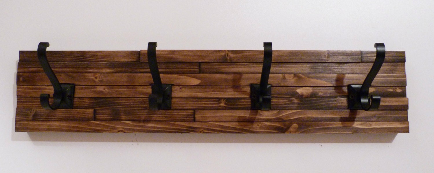 Modern and Rustic Entryway Coat Rack 24 Inches/4 Black Hooks - Etsy