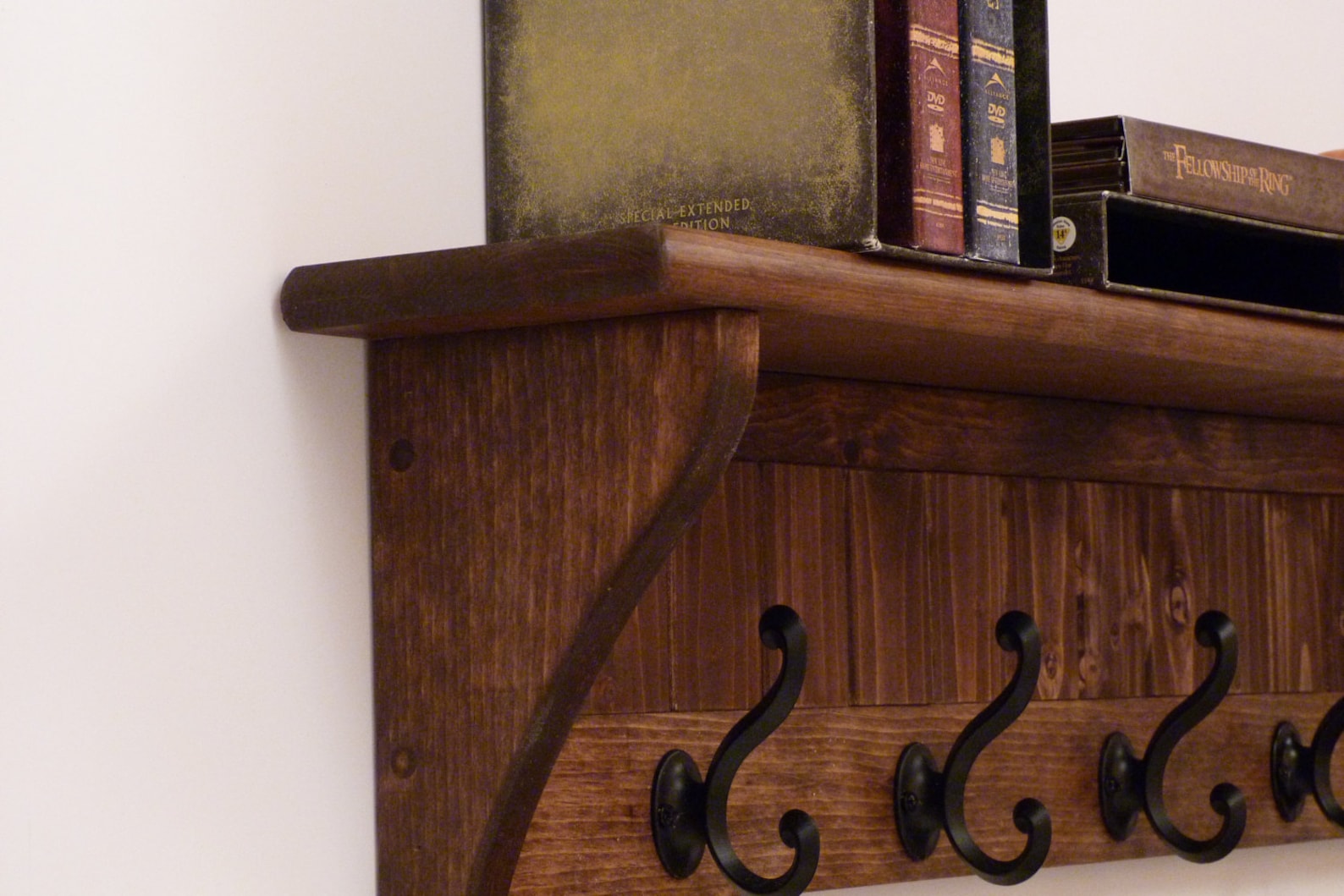 Entryway Coat Rack Wood Wall Shelf 35 Inches-full Color Pattern/antique ...