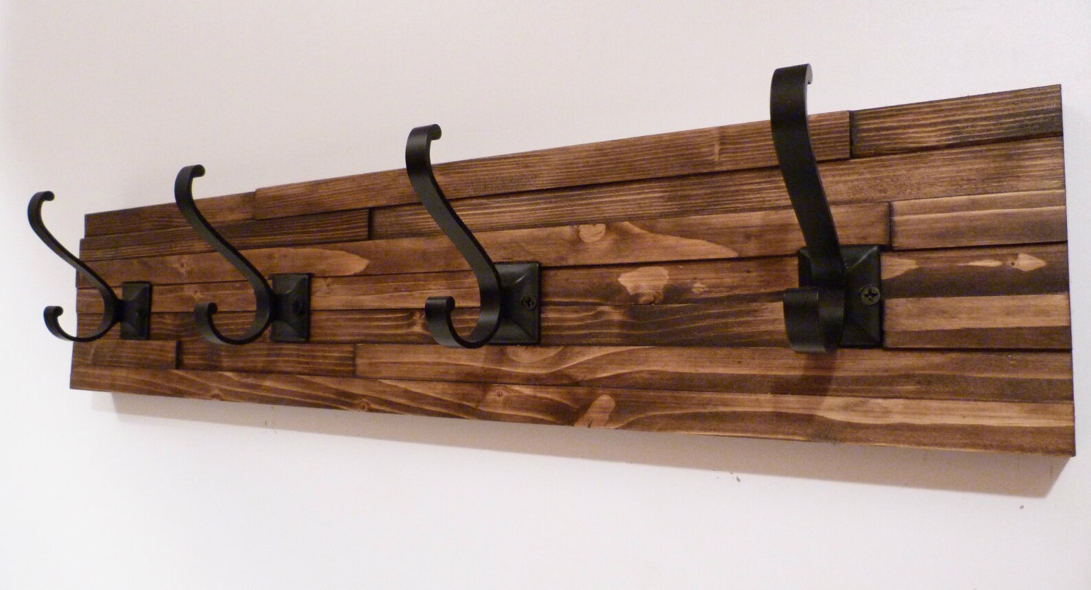 Modern and Rustic Entryway Coat Rack 24 Inches/4 Black Hooks - Etsy