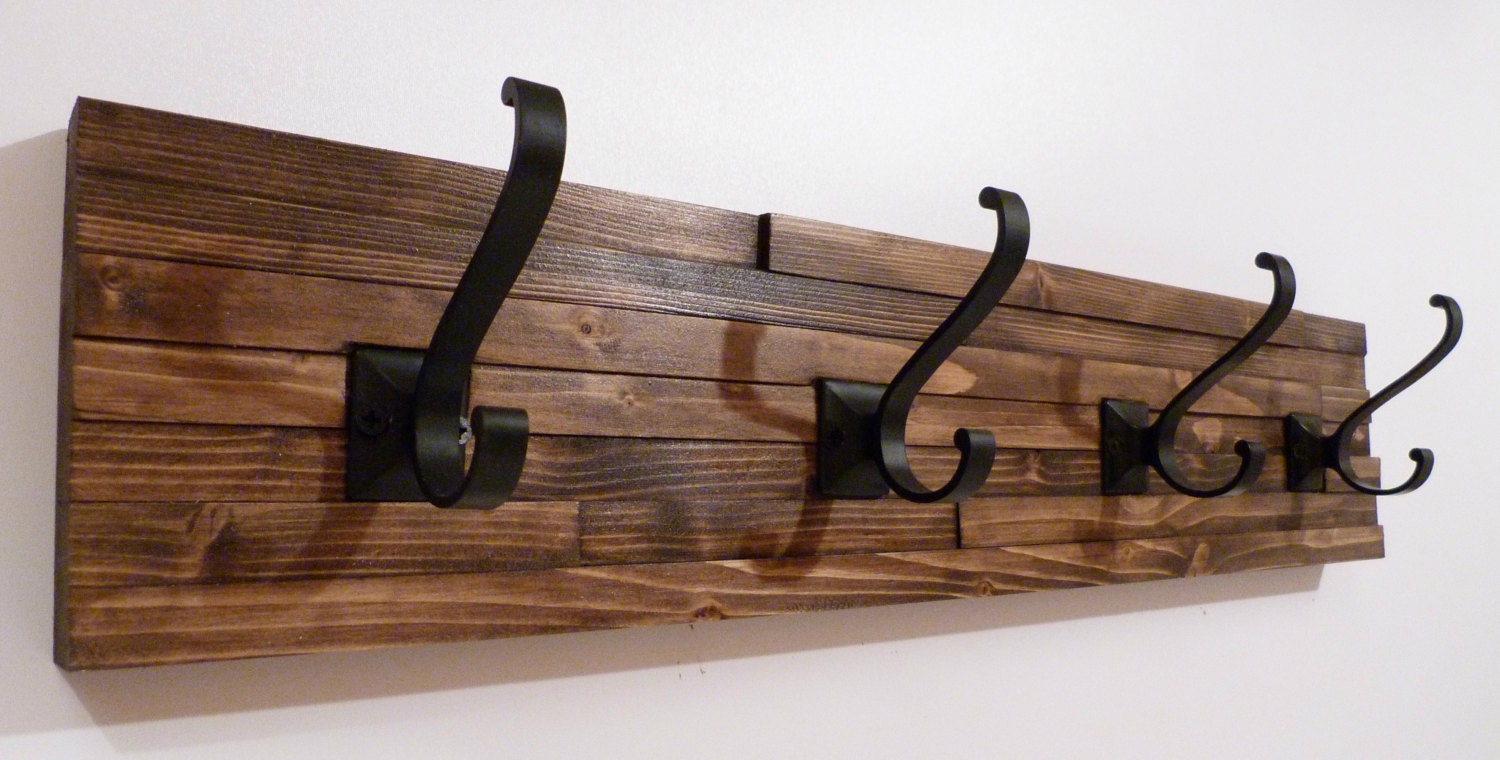 Modern and Rustic Entryway Coat Rack 24 Inches/4 Black Hooks - Etsy