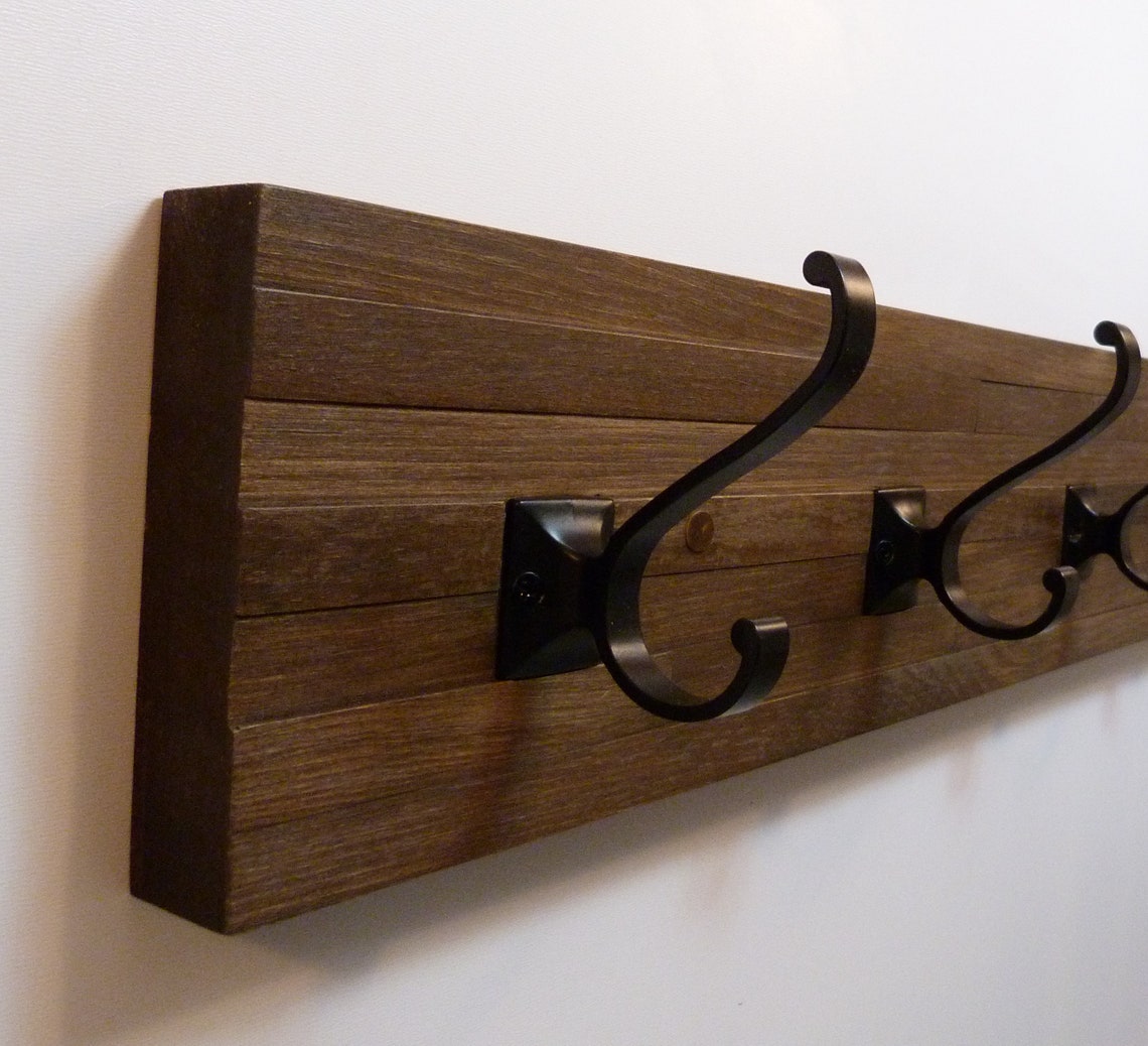 Modern and Rustic Entryway Coat Rack 30 Inches/5 Black Hooks - Etsy