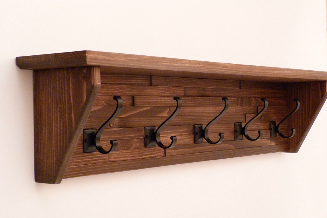 Modern and Rustic Entryway Coat Rack 34 Inches/5 Hooks Wall - Etsy
