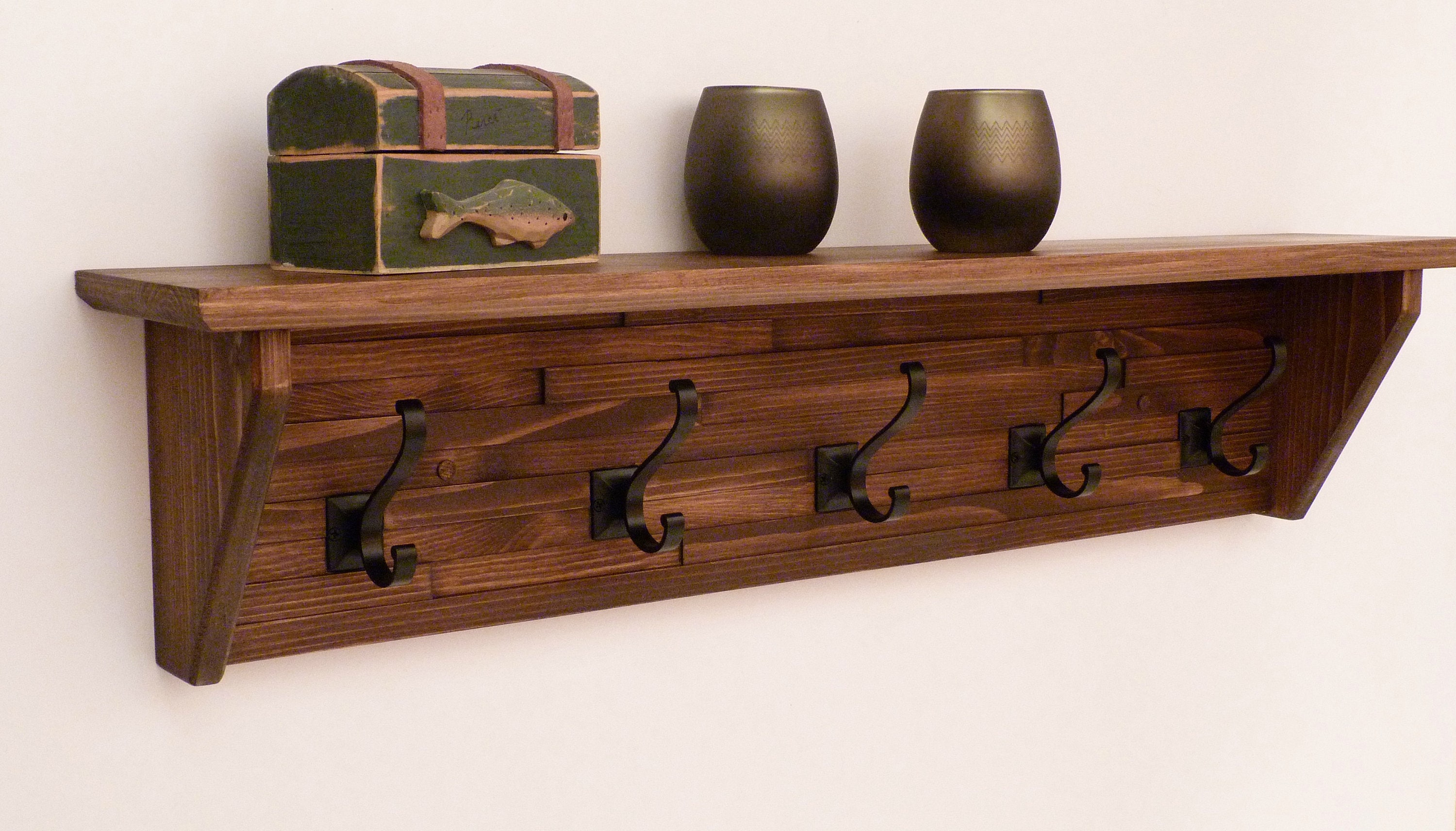 Modern and Rustic Entryway Coat Rack 34 Inches/5 Hooks Wall | Etsy