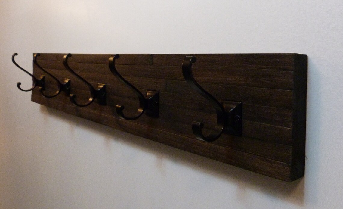 Modern and Rustic Entryway Coat Rack 30 Inches/5 Black Hooks - Etsy