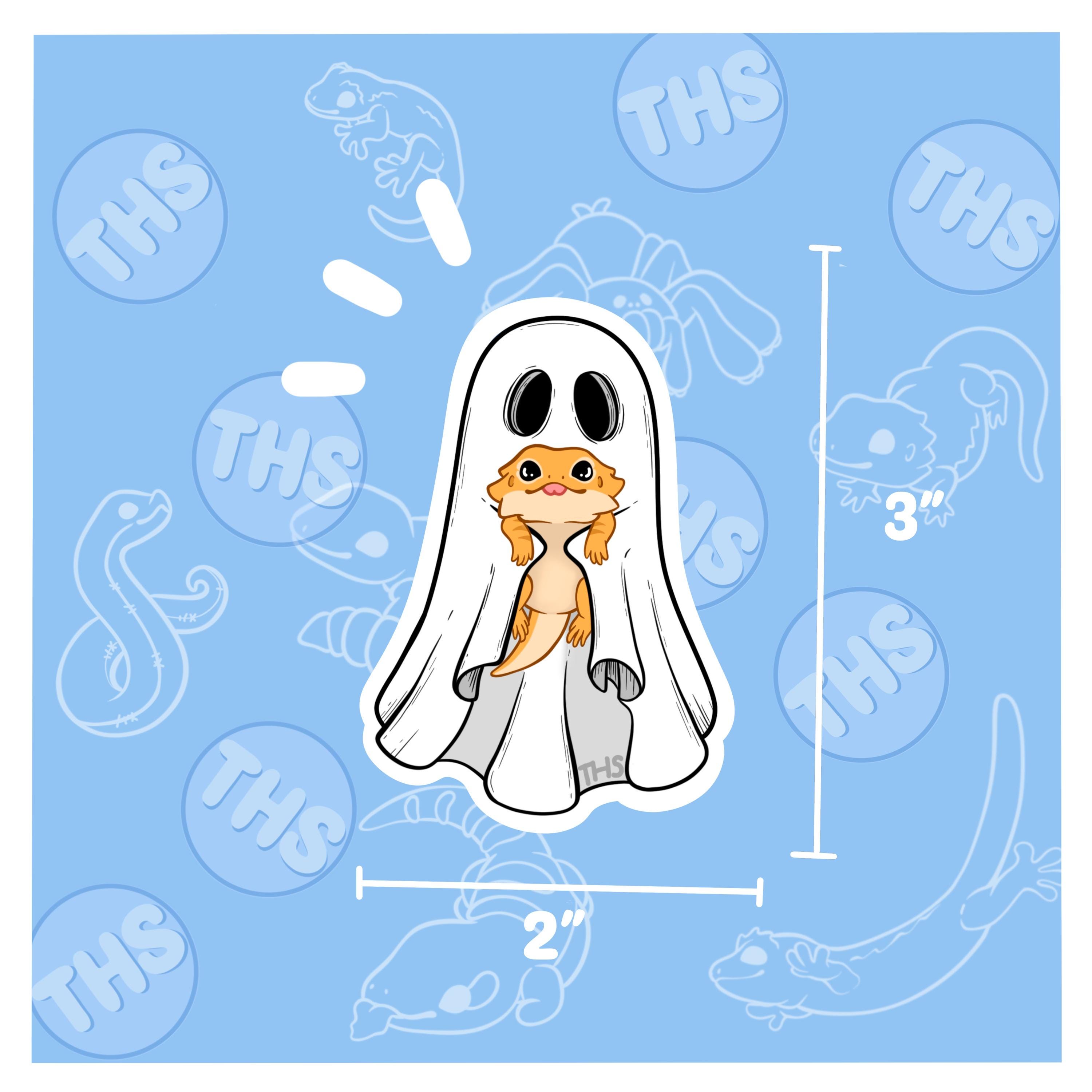 Bearded Dragon With Ghost Sticker - Etsy