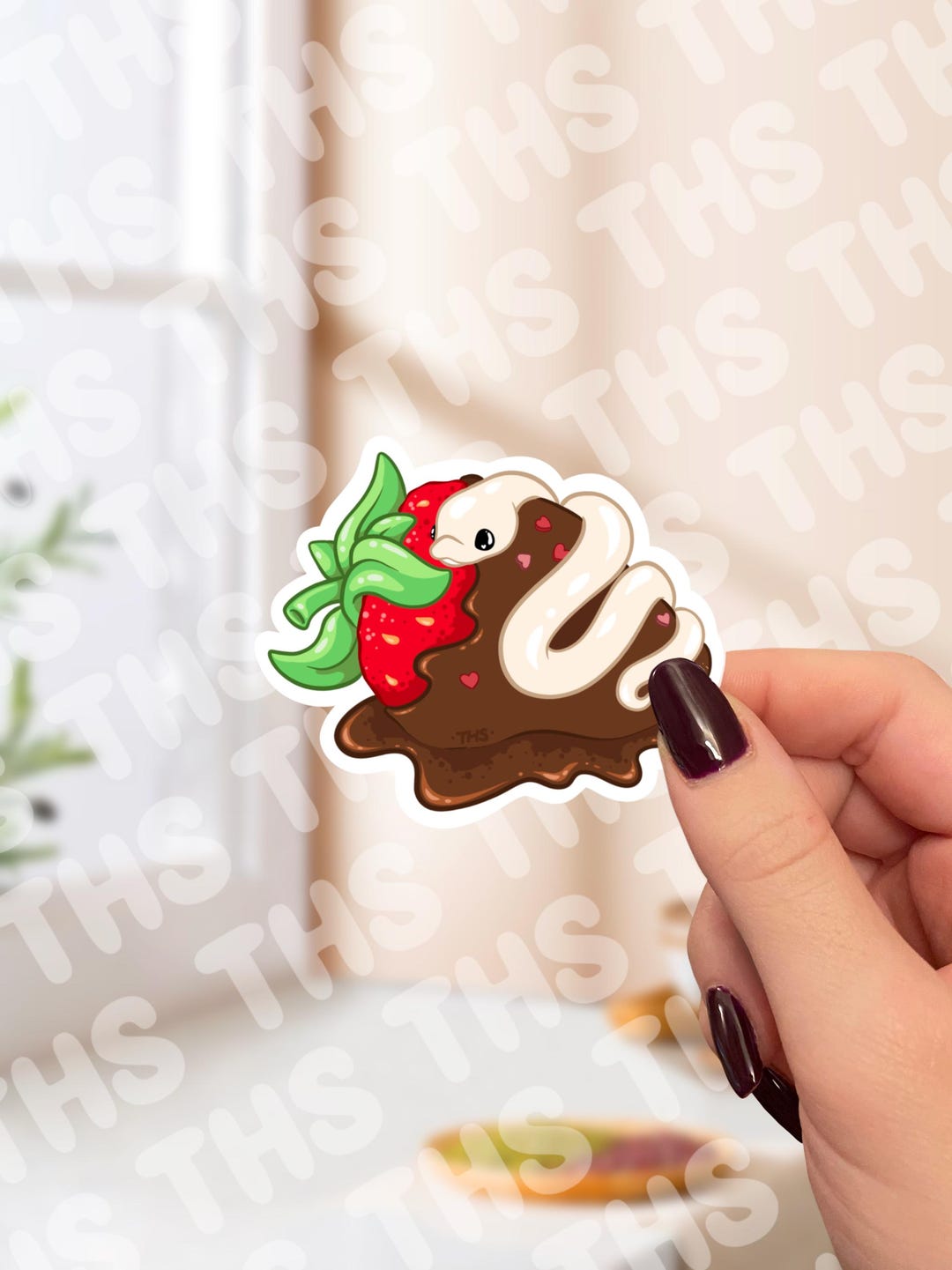 Valentine’s Chocolate Strawberry Snake Sticker - Etsy