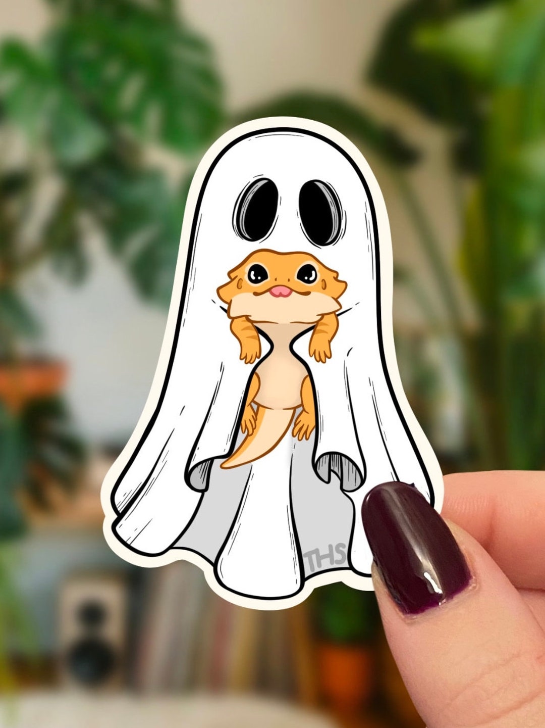Bearded Dragon With Ghost Sticker - Etsy