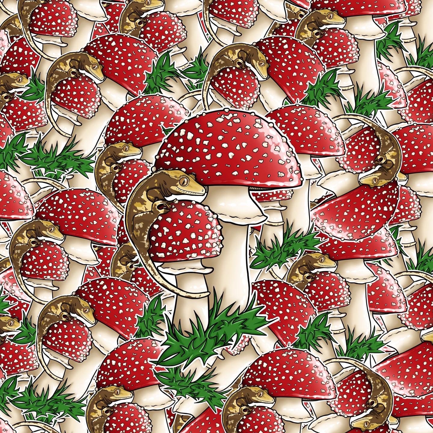 Crested Gecko on a Mushroom Sticker Crested Gecko Sticker - Etsy