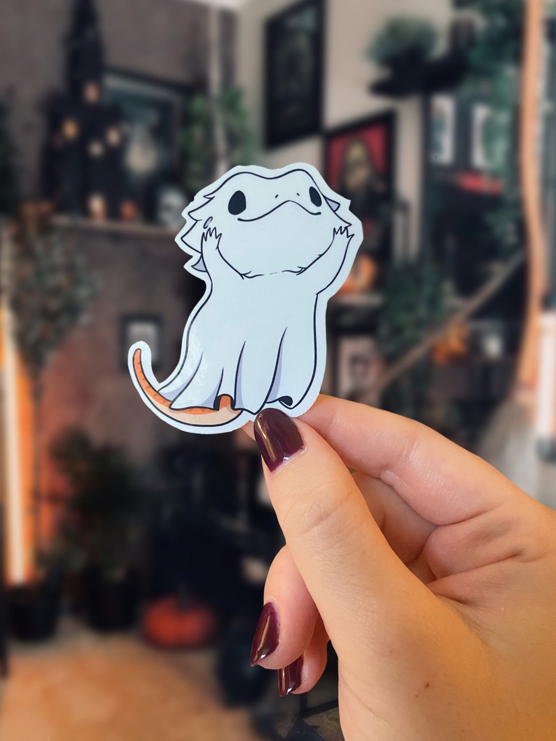 Bearded Dragon Ghost Halloween Sticker - Etsy