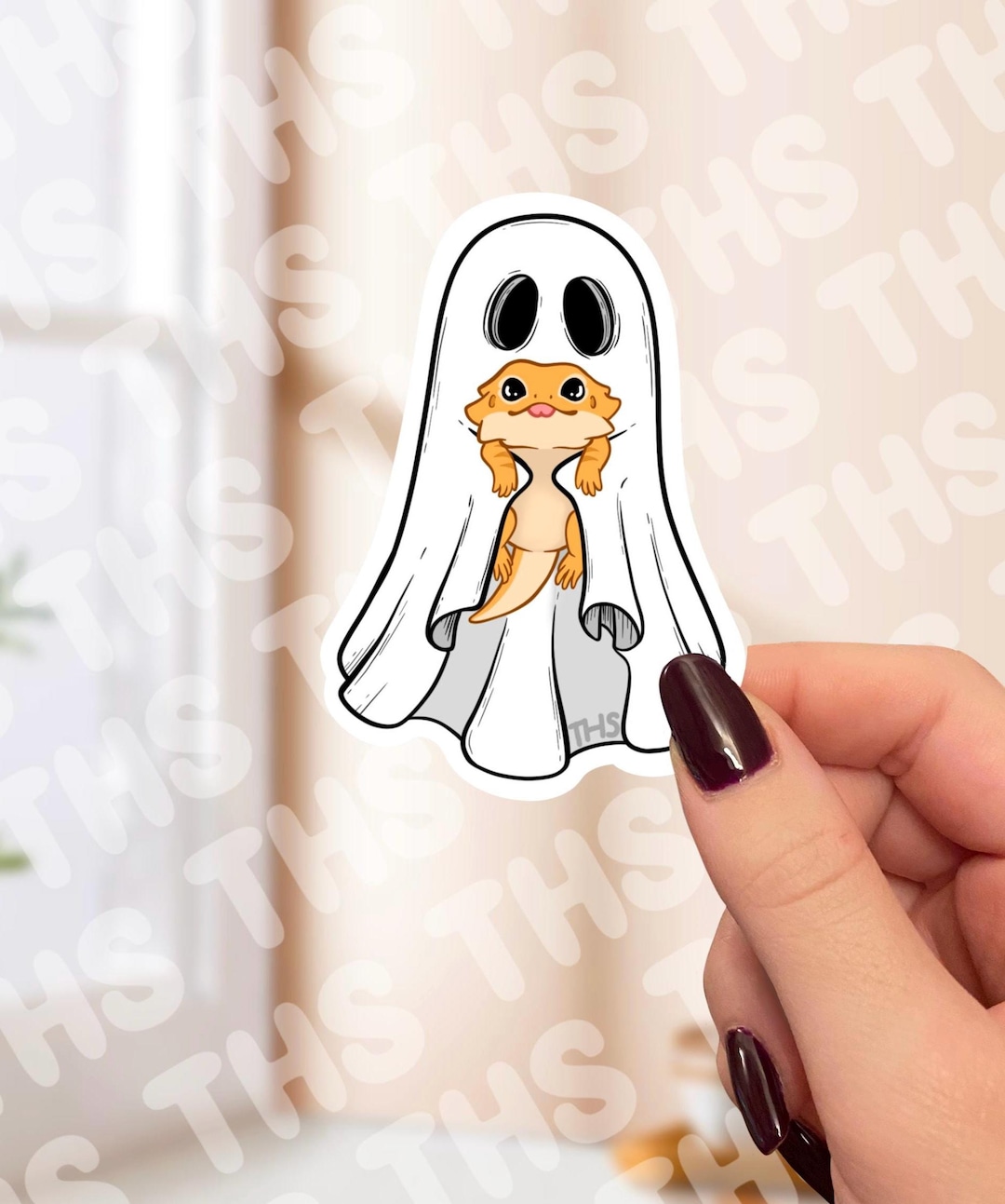 Bearded Dragon With Ghost Sticker - Etsy