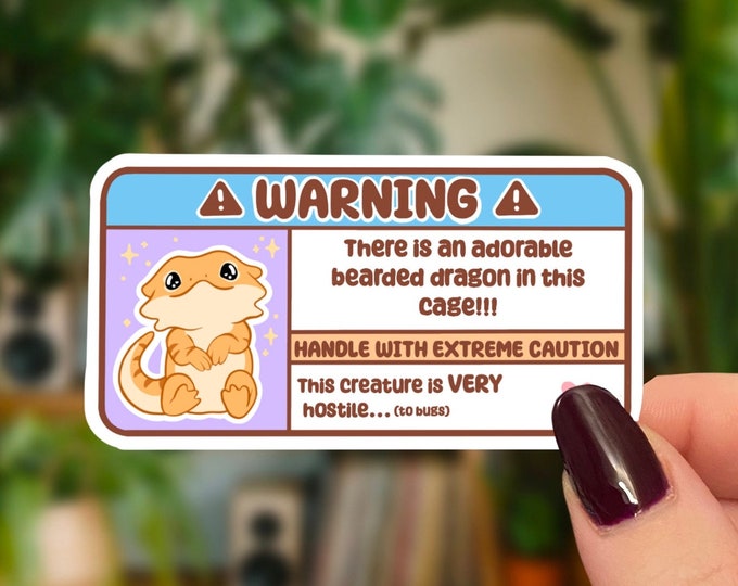 Warning Label Bearded Dragon Sticker - Etsy