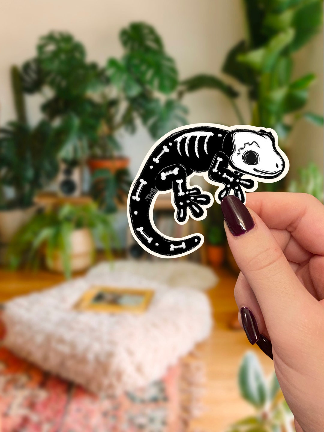 Crested Gecko Skeleton Sticker - Etsy
