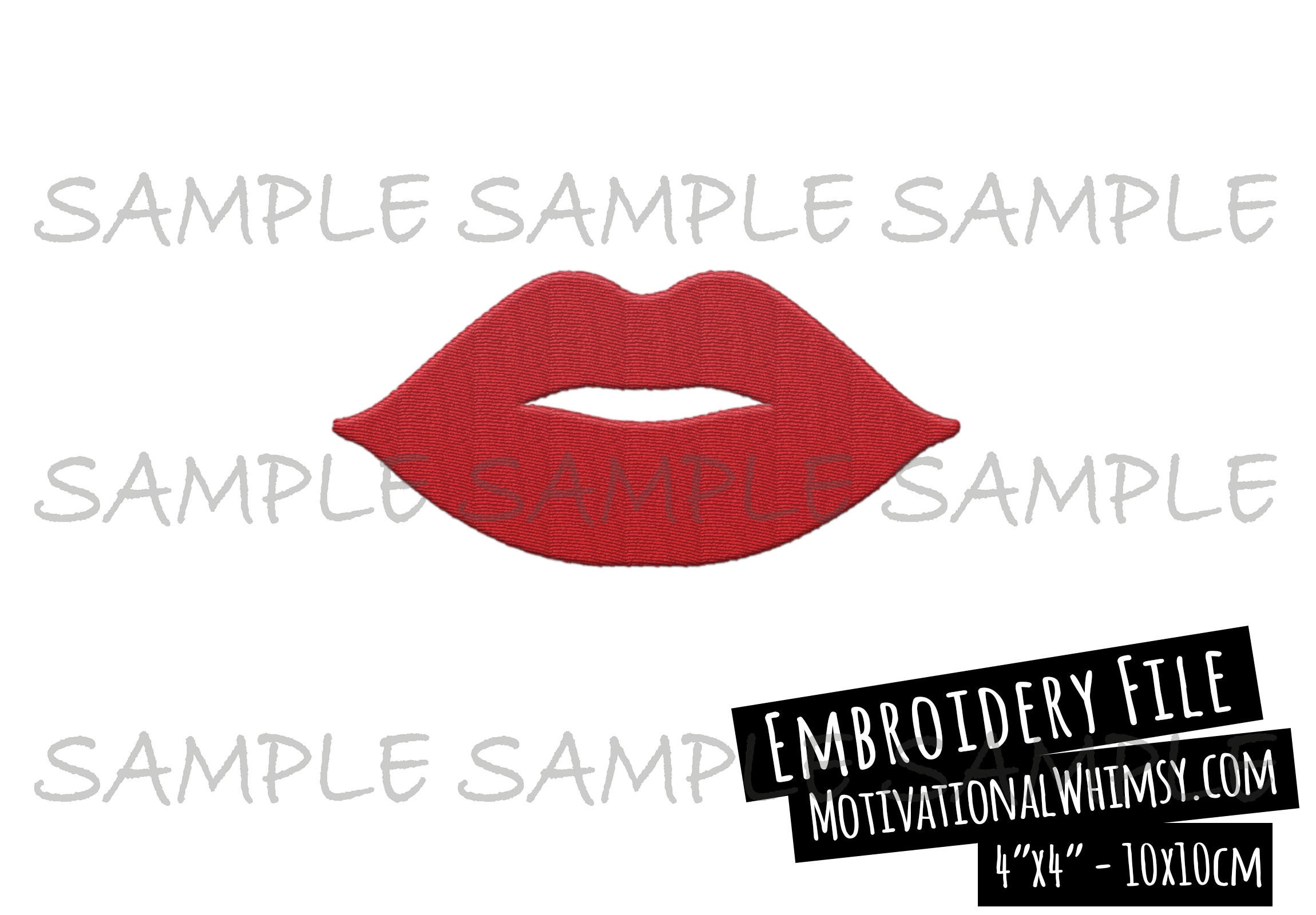 Machine Embroidery Lips 4x4 10x10cm Loop / Red | Etsy