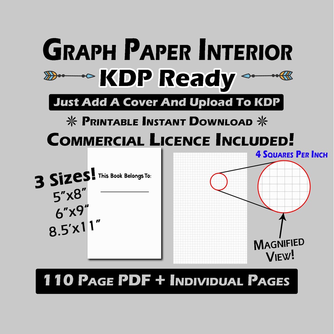 Graph Paper 4 Squares per Inch - KDP Ready Complete Interior Low ...