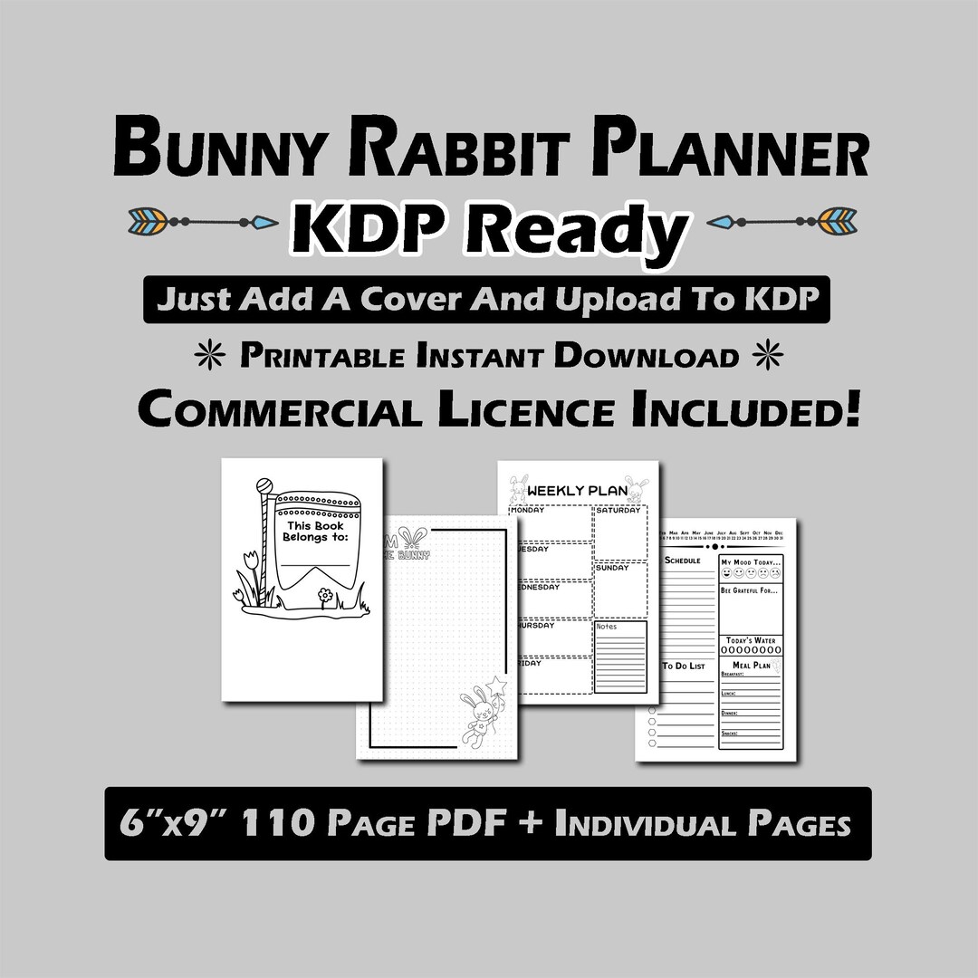 Bunny Rabbit Planner Journal - KDP Ready Daily Weekly Low Content ...