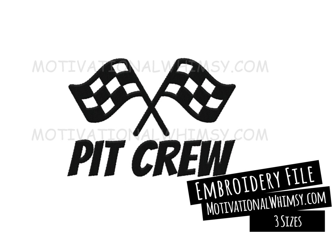 Pit Crew Machine Embroidery Files | Racing Design | Checkered Flag ...