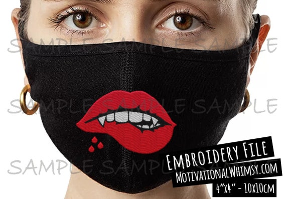 Machine Embroidery Vampire Mouth Face 4x4 Loop | Etsy