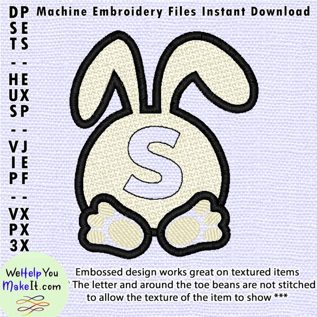 Embossed Alphabet Letters Bunny Machine Embroidery Monogram Knock Down ...