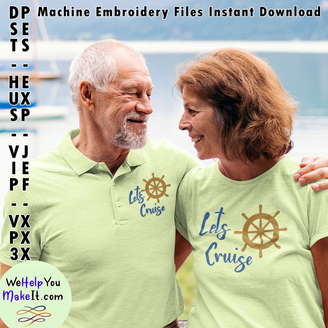 Vacation Cruising Machine Embroidery Design Let's Cruise Ship Wheel ...