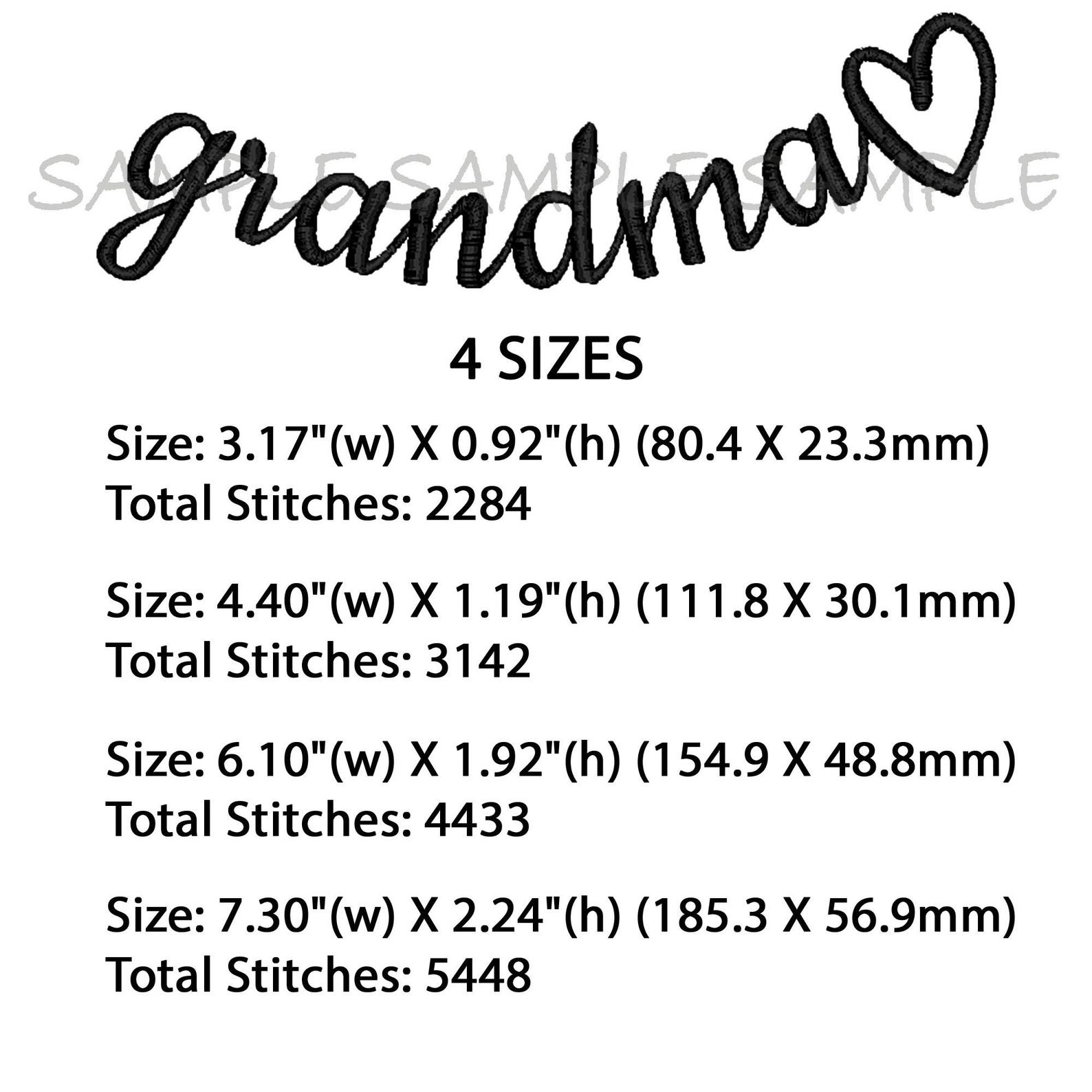 Grandma Neck Embroidery Files Curved Collar Design Heart Script Mothers ...