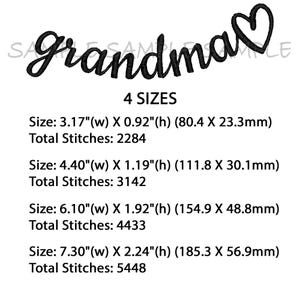 Grandma Neck Embroidery Files Curved Collar Design Heart Script Mothers ...
