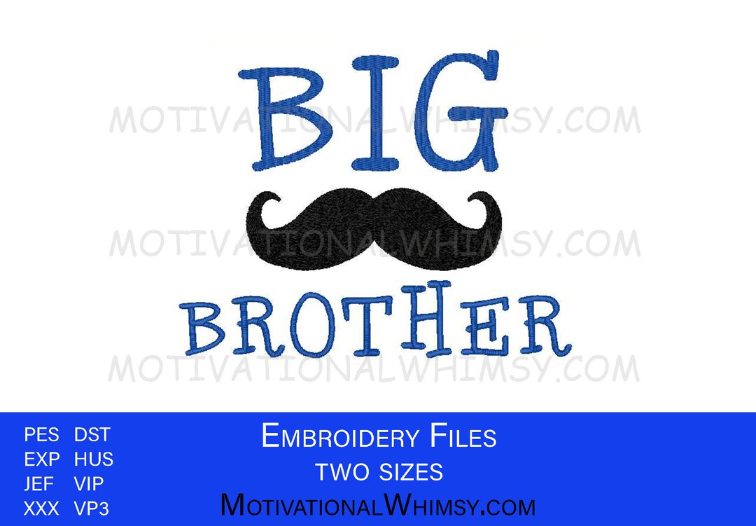 Big Brother Machine Embroidery Design | Mustache New Baby Shower Gift ...