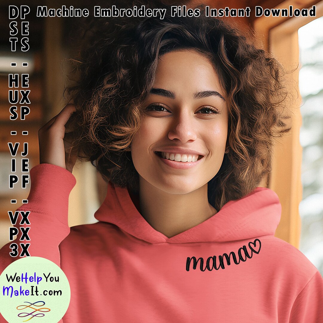 MAMA Neck Embroidery Files Curved Collar Design Script New Mom Shower ...