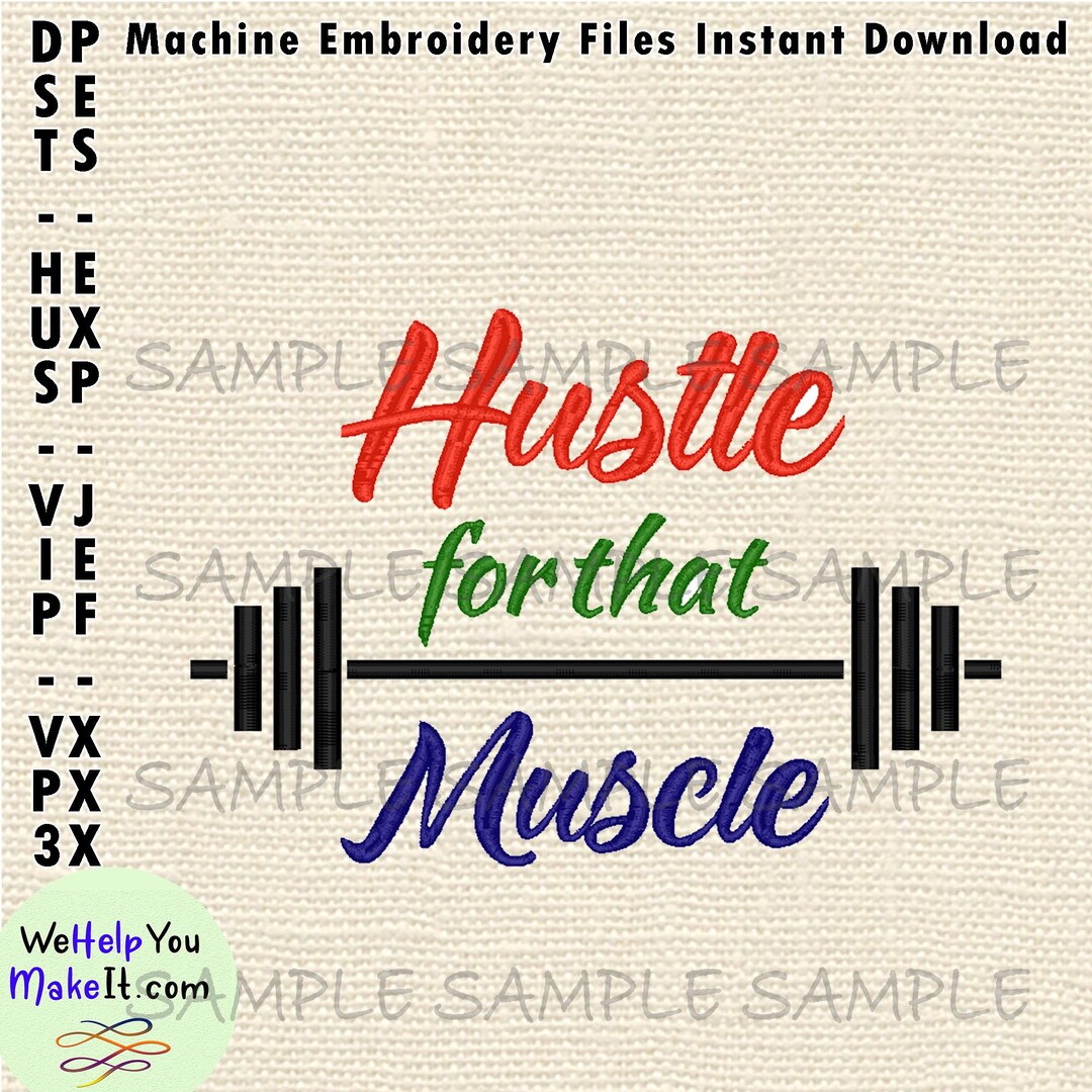 Weight Lifting Motivational Machine Embroidery Files | Workout Fitness ...