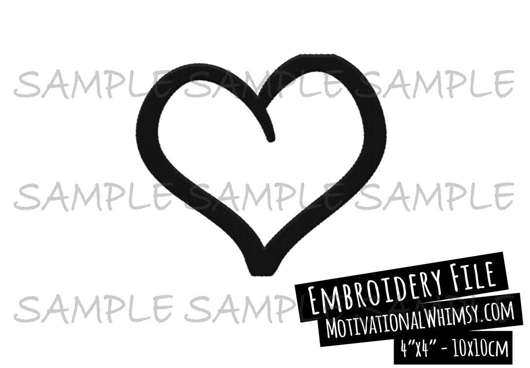 Machine Embroidery Heart 4"x4" - 10x10cm Loop / Cute Line Heart Frame ...