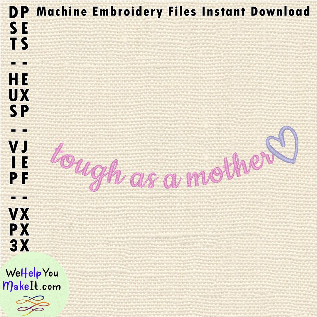 Mother Neck Embroidery Files Curved Collar Design Motivational Tough ...