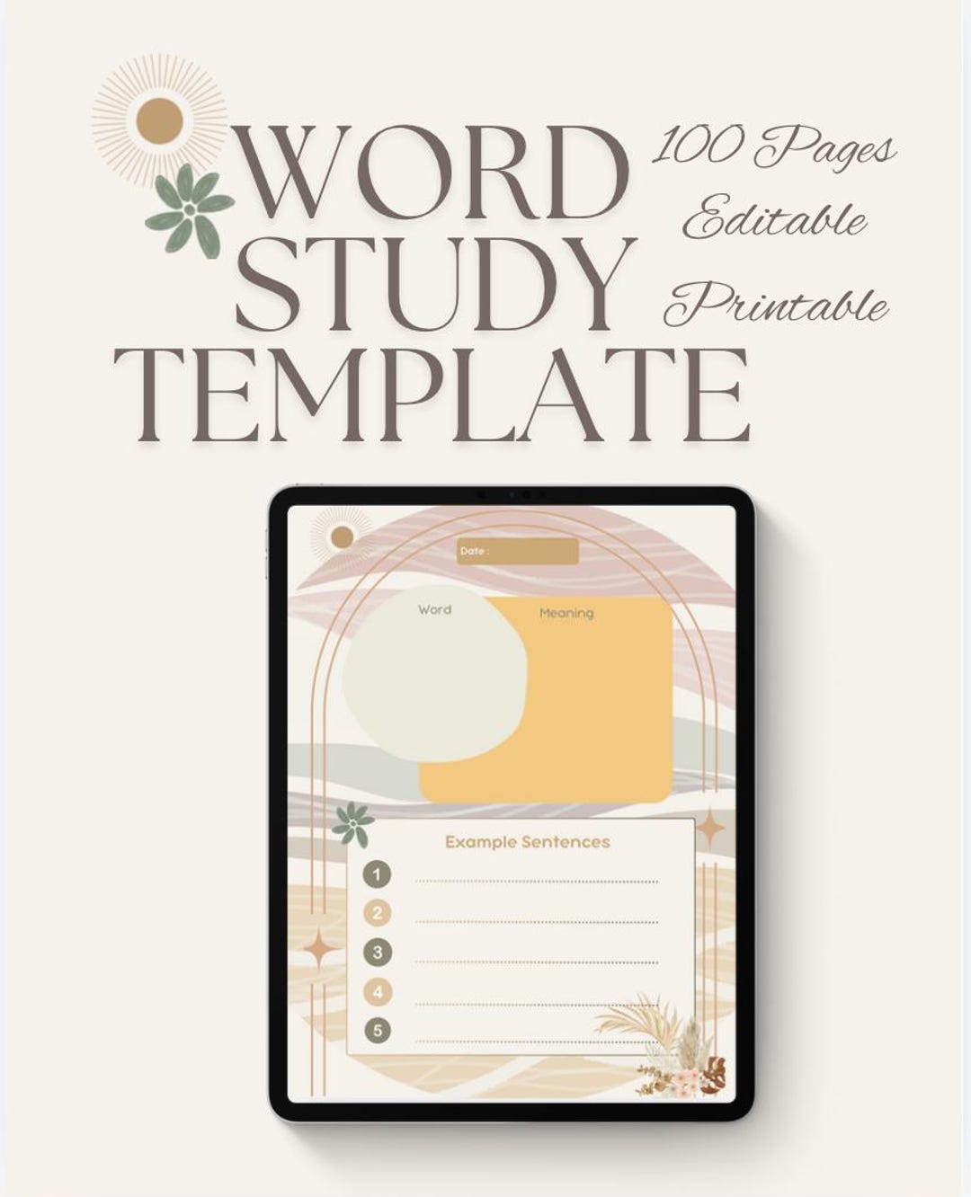 Editable Bohemian Word Study Template 100 Pages PDF Vocabulary Tracker ...