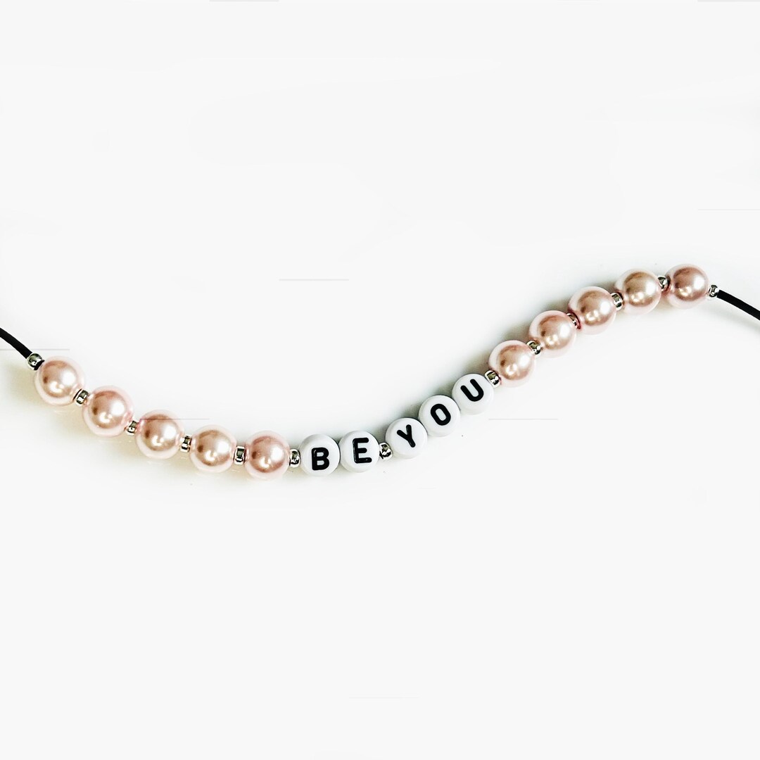 Positive Affirmation Bracelet Faux Pearl Bead, Positivity Bead Bracelet ...
