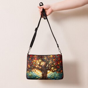 Stained Glass Tree of Life Crossbody Bag, Faux Leather Purse, Red ...