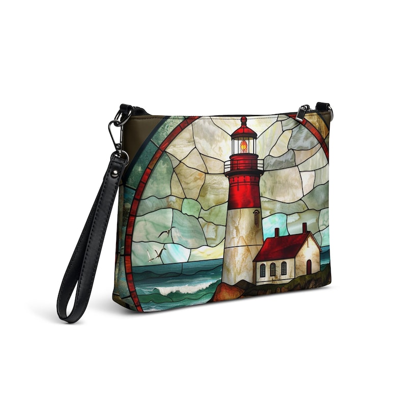 Stained Glass Light House Crossbody Bag, Faux Leather Purse, Anne Green ...