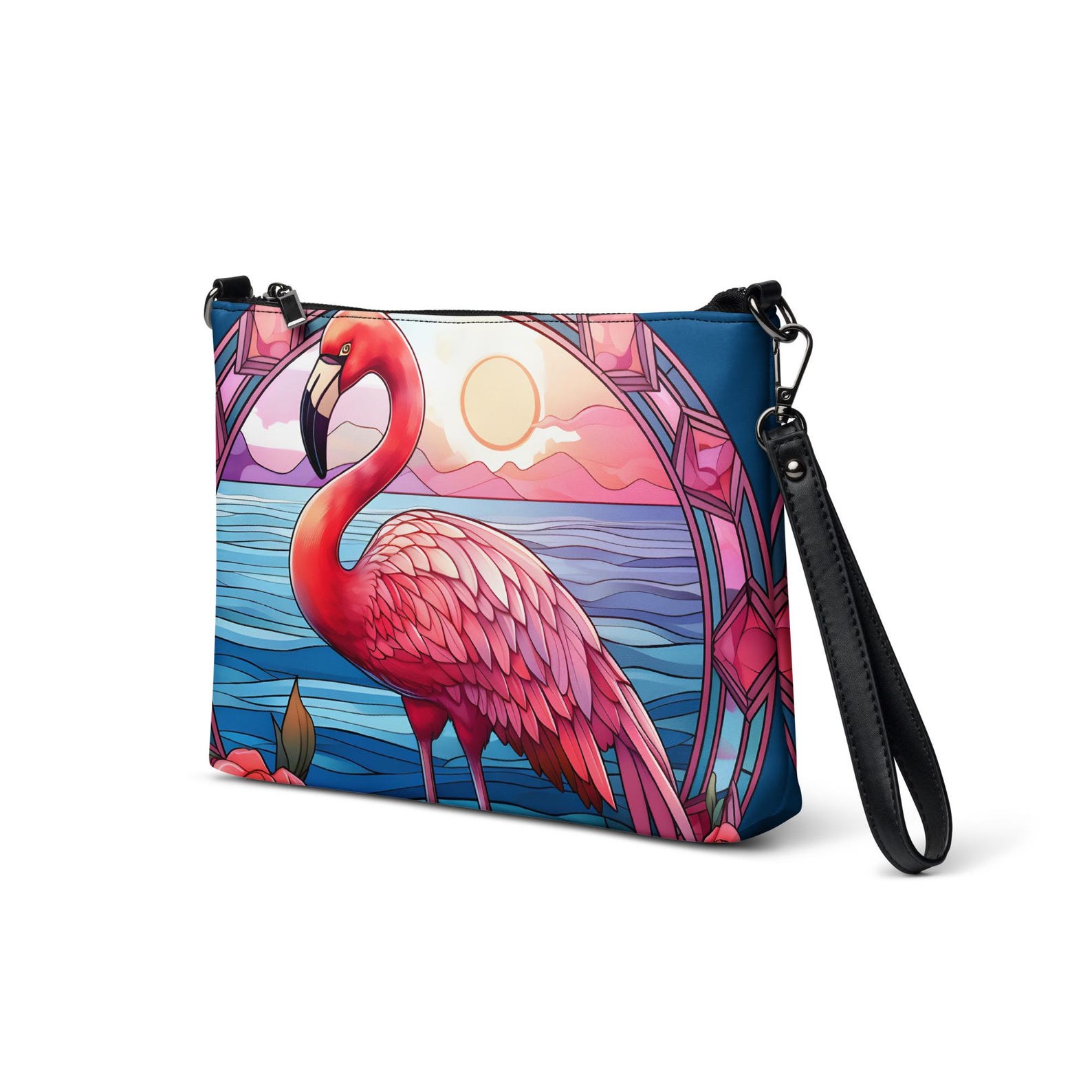 Stained Glass Flamingo Crossbody Bag, Faux Leather Purse, Flamingo ...