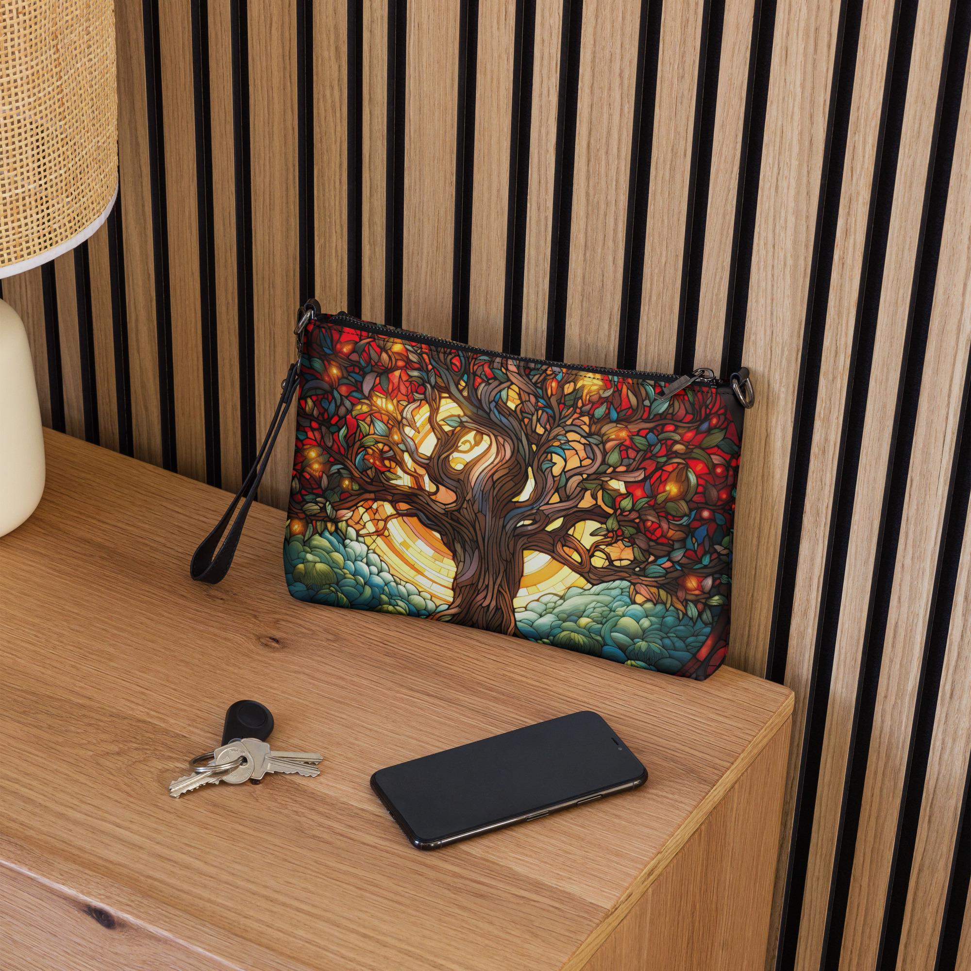 Stained Glass Tree of Life Crossbody Bag, Faux Leather Purse, Red ...