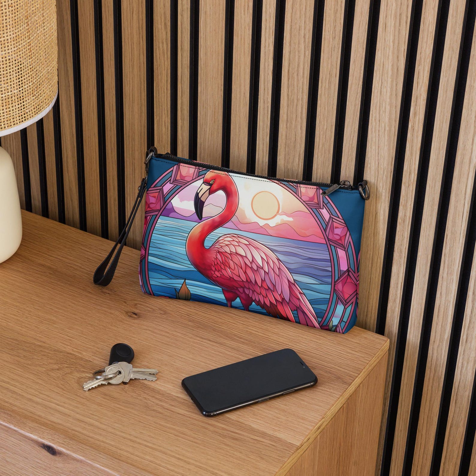 Stained Glass Flamingo Crossbody Bag, Faux Leather Purse, Flamingo ...