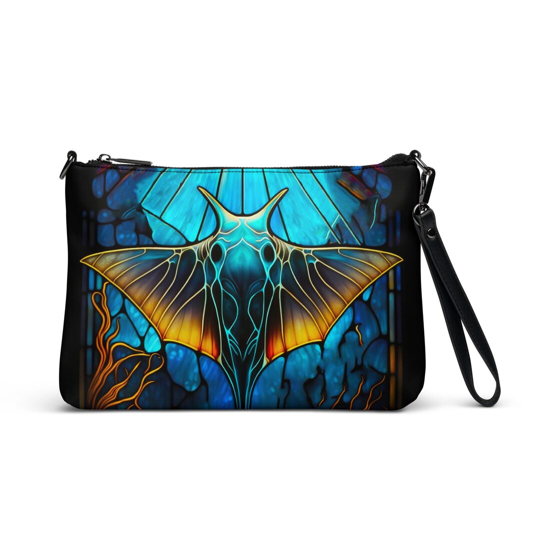 Stained Glass Manta Ray Crossbody Bag, Faux Leather Stingray Purse ...